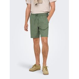 Only & Sons Shorts ONLY & SONS "ONSLINUS 0007 COT LIN SHORTS NOOS", Herren, Gr. L, N-Gr, sea spray, Web, Obermaterial: 75% Baumwolle, 25% Leinen, unifarben, loose fit kniefrei, Hosen Shorts, Baumwolle mit Leinen, normal geschnitten