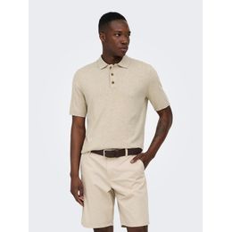 Only & Sons Polokragenpullover ONLY & SONS "ONSLOUI REG 12 SS MEL POLO KNIT NOOS", Herren, Gr. L, oatmeal detail:melange, Strick, Obermaterial: 60% Baumwolle, 20% Nylon, 20% Viskose, meliert, regular fit normal, Rundhals, Pullover, Baumwollmischung, regular fit