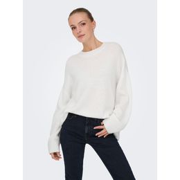 Jacqueline de Yong Strickpullover JDY "JDYSONJA L/S O-NECK PULLOVER KNT NOOS", Damen, Gr. M, wei&szlig; (cloud dancer detail:melange), Strick, Obermaterial: 57% Polyester, 26% Polyacryl, 14% Nylon, 3% Elasthan, meliert, normal, Rundhals, B&uuml;ndchen, Pullover Strickpullover, Materialmix