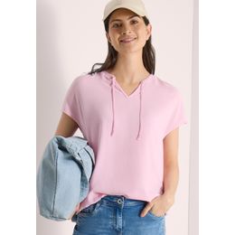 Kurzarmbluse Cecil, Damen, Gr. L (42), light blush rose, Stoff, Vorderseite: 100% Viskose; R&uuml;ckseite: 95% Viskose, 5% Elasthan, unifarben, klassisch normal, V-Ausschnitt, abgesteppt, Blusen, mit Strukturmix
