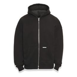 Sweatjacke DROPSIZE "Dropsize Herren Bazix Republiq Super Heavy Rib Zipper", Herren, Gr. L, schwarz, 80% Baumwolle, 20% Polyester, unifarben, Sweatjacken Sweatjacke