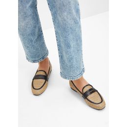 bonprix Loafer in Stroh-Optik, beige, Gr.39, Modischer Loafer im Material-Mix