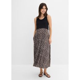 bonprix 2-in-1 Maxi- Umstandskleid mit Stillfunktion, schwarz, Gr.56/58 (3XL), Mama Shirt Kleid aus flie&szlig;endem Viskose-Elasthan-Mix, aus Viskose