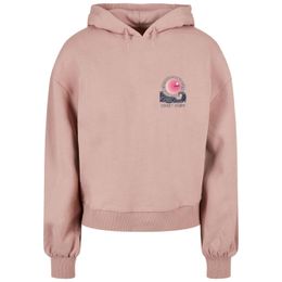 Kapuzenpullover Merchcode "Merchcode Ladies Sunset Charm Oversized Hoody", Damen, Gr. 4XL, duskrose, 100% Baumwolle, mehrfarbig, oversize, ohne Ausschnitt, Pullover Kapuzenpullover