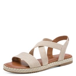 Riemchensandale Tamaris, Damen, Gr. 36, beige, Leder, Textil, bestickt, Basic, Schuhe Riemchensandale, Sommerschuh, Sandalette mit bestickter Sohle