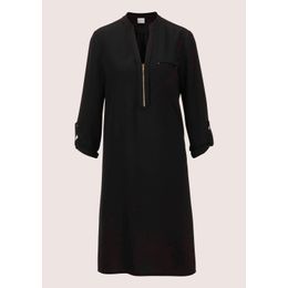 Madeleine Mode Midikleid MADELEINE "Kleid Shirtkleid mit Rundhals mit V-Schlitz", Damen, Gr. 34, N-Gr, schwarz, Obermaterial: 100% Polyester PES., Modern, normal, V-Ausschnitt, Kleider Midikleid
