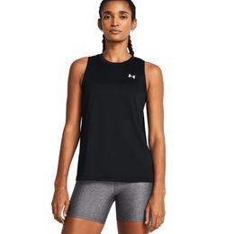 Tanktop Under Armour "TECH TANK SOLID", Damen, Gr. XS, schwarz (schwarz,, wei&szlig;), Obermaterial: 100% Polyester, Tops Tanktop, &auml;rmelloser Schnitt, f&uuml;r Sportmode und aktive Freizeit