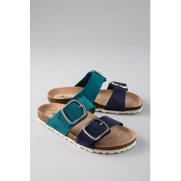 Pantolette ANISTON SHOES, Damen, Gr. 36, blau, t&uuml;rkis, Veloursleder, Schuhe Pantolette, Sommerschuh, Hausschuh mit Eye-Catching Farben