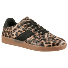 Sneaker ANISTON SHOES, Damen, Gr. 40, schwarz (leo, schwarz), Lederimitat, Schuhe Sneaker, Retro-Sneaker, Freizeitschuh, Schn&uuml;rschuh mit Fersenbesatz