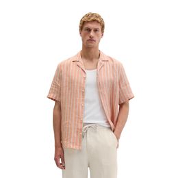 Marc O'Polo Kurzarmhemd MARC O'POLO, Herren, Gr. L, N-Gr, faded coral, Obermaterial: 100% Leinen, gestreift, normal, Hemden, regular aus hochwertigem Leinen