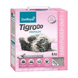 ZooRoyal Tigrooo mit Babypuderduft Katzenstreu stark geruchsbindend 6kg