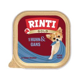 Rinti Gold Mini feine St&uuml;ckchen von Huhn & Gans Hunde-Nassfutter ohne Soja 16x100g
