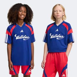 T-Shirt adidas Sportswear "J HOT TEE", M&auml;dchen, Gr. 128, mystery ink, wei&szlig;, pure ruby, Obermaterial: 100% Polyester, V-Ausschnitt, Shirts T-Shirt