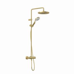 Kludi DIVE Dive X 3S Thermostat-Dual-Shower-System 69067N0-00 mit Handbrause, Kopfbrause &Oslash; 25 cm, Brushed gold PVD