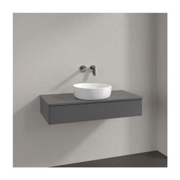Villeroy & Boch Villeroy und Boch Antao Waschtisch-Unterschrank L09050GK mit Beleuchtung, 1 Auszug, 1000 x 190 x 500 mm, Front ohne Struktur, Anthracite Matt Lacquer / Anthracite Matt Lacquer