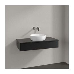 Villeroy & Boch Villeroy und Boch Antao Waschtisch-Unterschrank L09150PD mit Beleuchtung, 1 Auszug, 1000 x 190 x 500 mm, Front mit Struktur, Black Matt Lacquer / Black Matt Lacquer