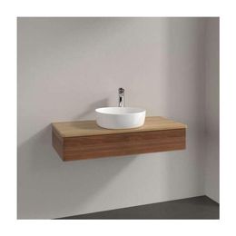 Villeroy & Boch Villeroy und Boch Antao Waschtisch-Unterschrank L09151HM mit Beleuchtung, 1 Auszug, 1000 x 190 x 500 mm, Front mit Struktur, Warm Walnut / Honey Oak
