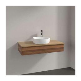 Villeroy & Boch Villeroy und Boch Antao Waschtisch-Unterschrank L09051HM mit Beleuchtung, 1 Auszug, 1000 x 190 x 500 mm, Front ohne Struktur, Warm Walnut / Honey Oak