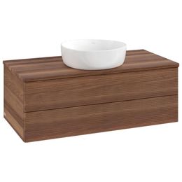 Villeroy & Boch Villeroy und Boch Antao Waschtisch-Unterschrank L20112HM mit Beleuchtung mit Struktur, 100x36x50cm, Waschbeckenplattenfarbe warm walnut, warm walnut