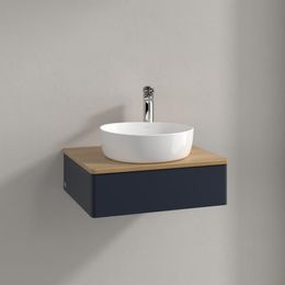 Villeroy & Boch Villeroy und Boch Antao Waschtisch-Unterschrank K07051HG 60x19x50cm, Hahnloch, Waschbeckenplattenfarbe honey oak, midnight blue matt lacquer