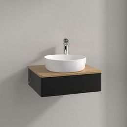 Villeroy & Boch Villeroy und Boch Antao Waschtisch-Unterschrank K07051PD 60x19x50cm, Hahnloch, Waschbeckenplattenfarbe honey oak, black matt lacquer