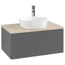Villeroy & Boch Villeroy und Boch Antao Waschtisch-Unterschrank K30153GK 80x36x50cm, Hahnloch, Waschbeckenplattenfarbe botticino, anthracite matt lacquer