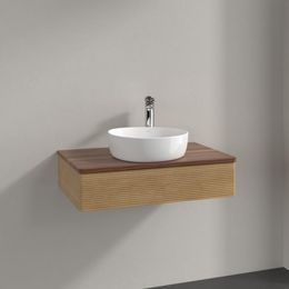 Villeroy & Boch Villeroy und Boch Antao Waschtisch-Unterschrank K08152HN 80x19x50cm, Hahnloch, Waschbeckenplattenfarbe warm walnut, honey oak