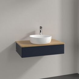 Villeroy & Boch Villeroy und Boch Antao Waschtisch-Unterschrank K08151HG 80x19x50cm, Hahnloch, Waschbeckenplattenfarbe honey oak, midnight blue matt lacquer