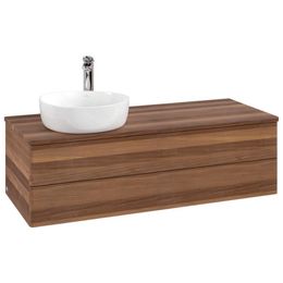 Villeroy & Boch Villeroy und Boch Antao Waschtisch-Unterschrank K22052HM 120x36x50cm, Hahnloch, Waschbeckenplattenfarbe warm walnut, warm walnut