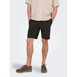 Only & Sons Shorts ONLY & SONS "ONSLINUS 0007 COT LIN SHORTS NOOS", Herren, Gr. L, N-Gr, demitasse, Web, Obermaterial: 75% Baumwolle, 25% Leinen, unifarben, loose fit kniefrei, Hosen Shorts, Baumwolle mit Leinen, normal geschnitten
