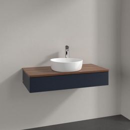 Villeroy & Boch Villeroy und Boch Antao Waschtisch-Unterschrank K09152HG 100x19x50cm, Hahnloch, Waschbeckenplattenfarbe warm walnut, midnight blue matt lacquer