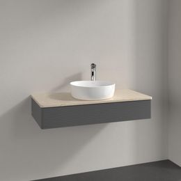 Villeroy & Boch Villeroy und Boch Antao Waschtisch-Unterschrank K09153GK 100x19x50cm, Hahnloch, Waschbeckenplattenfarbe botticino, anthracite matt lacquer