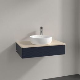 Villeroy & Boch Villeroy und Boch Antao Waschtisch-Unterschrank K08153HG 80x19x50cm, Hahnloch, Waschbeckenplattenfarbe botticino, midnight blue matt lacquer