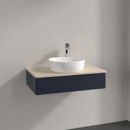 Villeroy & Boch Villeroy und Boch Antao Waschtisch-Unterschrank K08053HG 80x19x50cm, Hahnloch, Waschbeckenplattenfarbe botticino, midnight blue matt lacquer