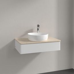 Villeroy & Boch Villeroy und Boch Antao Waschtisch-Unterschrank K08053GF 80x19x50cm, Hahnloch, Waschbeckenplattenfarbe botticino, glossy white lacquer