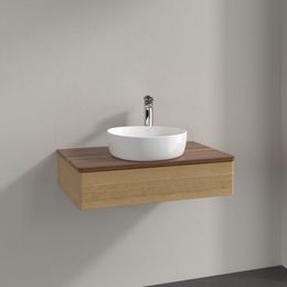 Villeroy & Boch Villeroy und Boch Antao Waschtisch-Unterschrank K08052HN 80x19x50cm, Hahnloch, Waschbeckenplattenfarbe warm walnut, honey oak