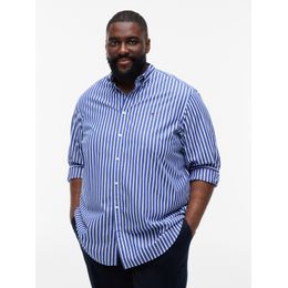 Tommy Hilfiger Big & Tall Langarmhemd "BT-FLEX POPLIN SEASONALSTRIPE", Herren, Gr. 3XL, N-Gr, wedge blau, stripe, Web, Obermaterial: 100% Baumwolle, TOMMY HILFIGER BIG & TALL, gestreift, normal, 1-Knopf-Manschette, Hemden, Gro&szlig;e Gr&ouml;&szlig;en