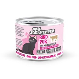 Joe & Pepper Cat Rind pur mit Kartoffeln Katzen-Nassfutter getreidefrei 6x200g