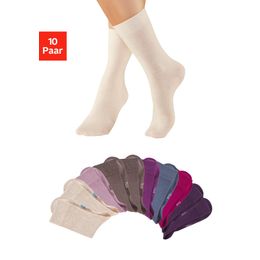 H.I.S. Freizeitsocken H.I.S, Herren, Gr. 35-38, bunt (2x taupe, 2x beige, 2x pflaume, 1x jeans, 1x lila, 1x beere, 1x altrosa), Obermaterial: 76% Baumwolle, 23% Polyamid, 1% Elasthan, unifarben, elastisch, Socken, mit weichen Rippb&uuml;ndchen