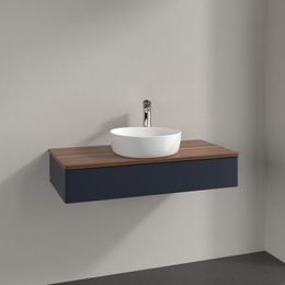 Villeroy & Boch Villeroy und Boch Antao Waschtisch-Unterschrank K09052HG 100x19x50cm, Hahnloch, Waschbeckenplattenfarbe warm walnut, midnight blue matt lacquer