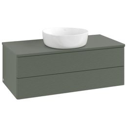 Villeroy & Boch Villeroy und Boch Antao Waschtisch-Unterschrank L20110HL mit Beleuchtung mit Struktur, 100x36x50cm, Waschbeckenplattenfarbe Lack, leaf green matt lacquer