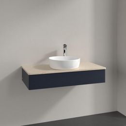 Villeroy & Boch Villeroy und Boch Antao Waschtisch-Unterschrank K09153HG 100x19x50cm, Hahnloch, Waschbeckenplattenfarbe botticino, midnight blue matt lacquer