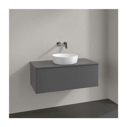 Villeroy & Boch Villeroy und Boch Antao Waschtisch-Unterschrank L31010GK mit Beleuchtung, 1 Auszug, 1000 x 360 x 500 mm, Front ohne Struktur, Anthracite Matt Lacquer / Anthracite Matt Lacquer