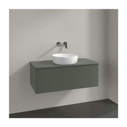Villeroy & Boch Villeroy und Boch Antao Waschtisch-Unterschrank L31110HL mit Beleuchtung, 1 Auszug, 1000 x 360 x 500 mm, Front mit Struktur, Leaf Green Matt Lacquer / Leaf Green Matt Lacquer