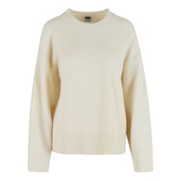 Rundhalspullover Urban Classics "Urban Classics Ladies Soft Oversized Sweater", Damen, Gr. L, sandwei&szlig;, 76% Polyester, 10% Polyacryl, 8% Polyamid, 6% Elasthan, unifarben, oversize, Rundhals, Pullover Rundhalspullover