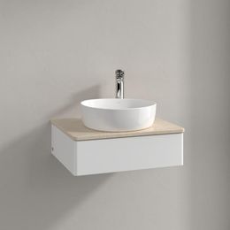 Villeroy & Boch Villeroy und Boch Antao Waschtisch-Unterschrank K07053MT 60x19x50cm, Hahnloch, Waschbeckenplattenfarbe botticino, white matt lacquer
