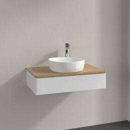 Villeroy & Boch Villeroy und Boch Antao Waschtisch-Unterschrank K08151GF 80x19x50cm, Hahnloch, Waschbeckenplattenfarbe honey oak, glossy white lacquer