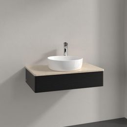 Villeroy & Boch Villeroy und Boch Antao Waschtisch-Unterschrank K08153PD 80x19x50cm, Hahnloch, Waschbeckenplattenfarbe botticino, black matt lacquer