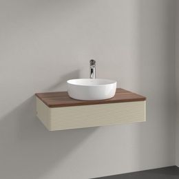 Villeroy & Boch Villeroy und Boch Antao Waschtisch-Unterschrank K08152HJ 80x19x50cm, Hahnloch, Waschbeckenplattenfarbe warm walnut, silk grey matt lacquer
