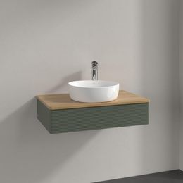 Villeroy & Boch Villeroy und Boch Antao Waschtisch-Unterschrank K08151HL 80x19x50cm, Hahnloch, Waschbeckenplattenfarbe honey oak, leaf green matt lacquer